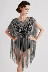 Shop 1920s Shawls - Long Fringed Beaded Shawl | BABEYOND