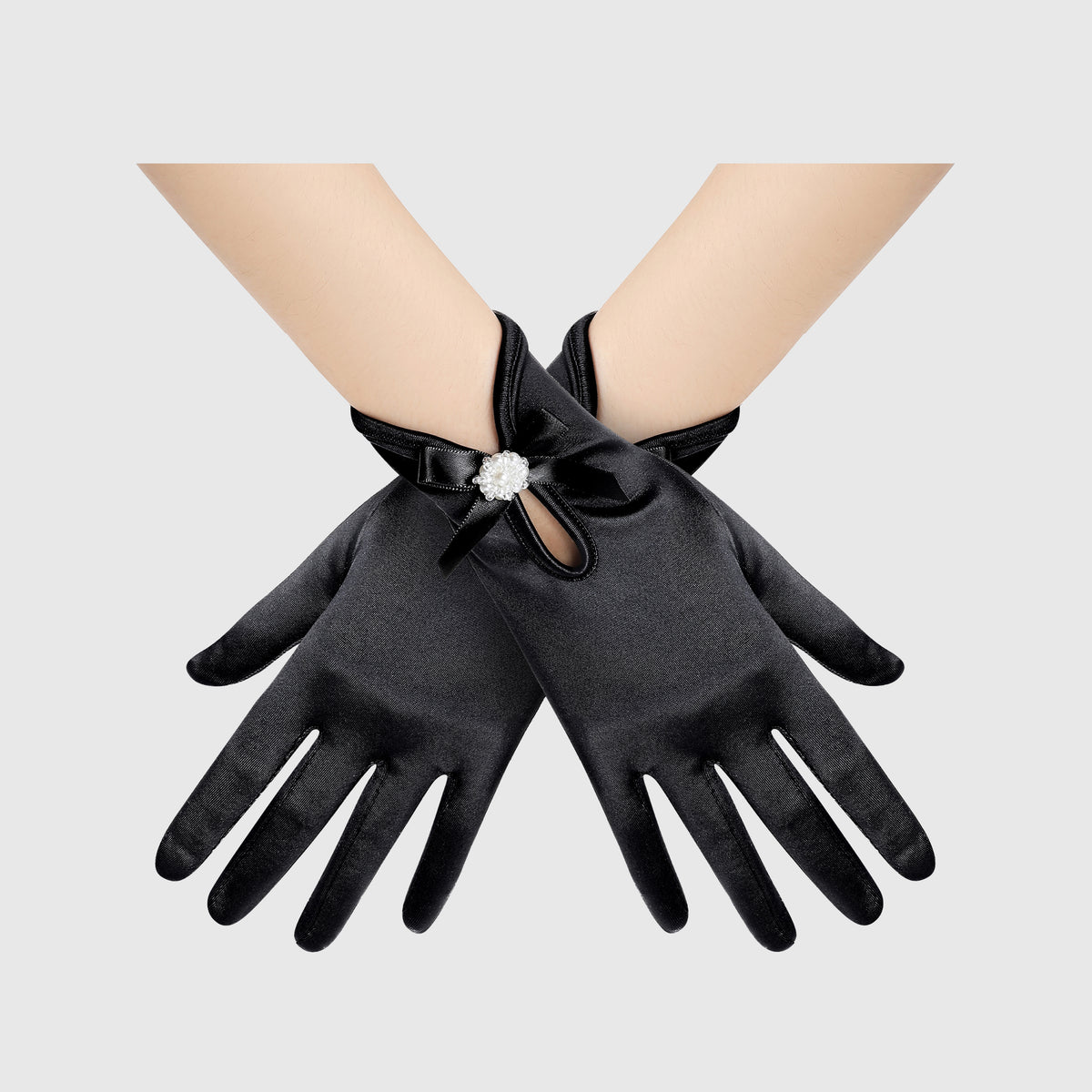 Shop 1920s Gloves - Bow-Adorned Satin Gloves | BABEYOND