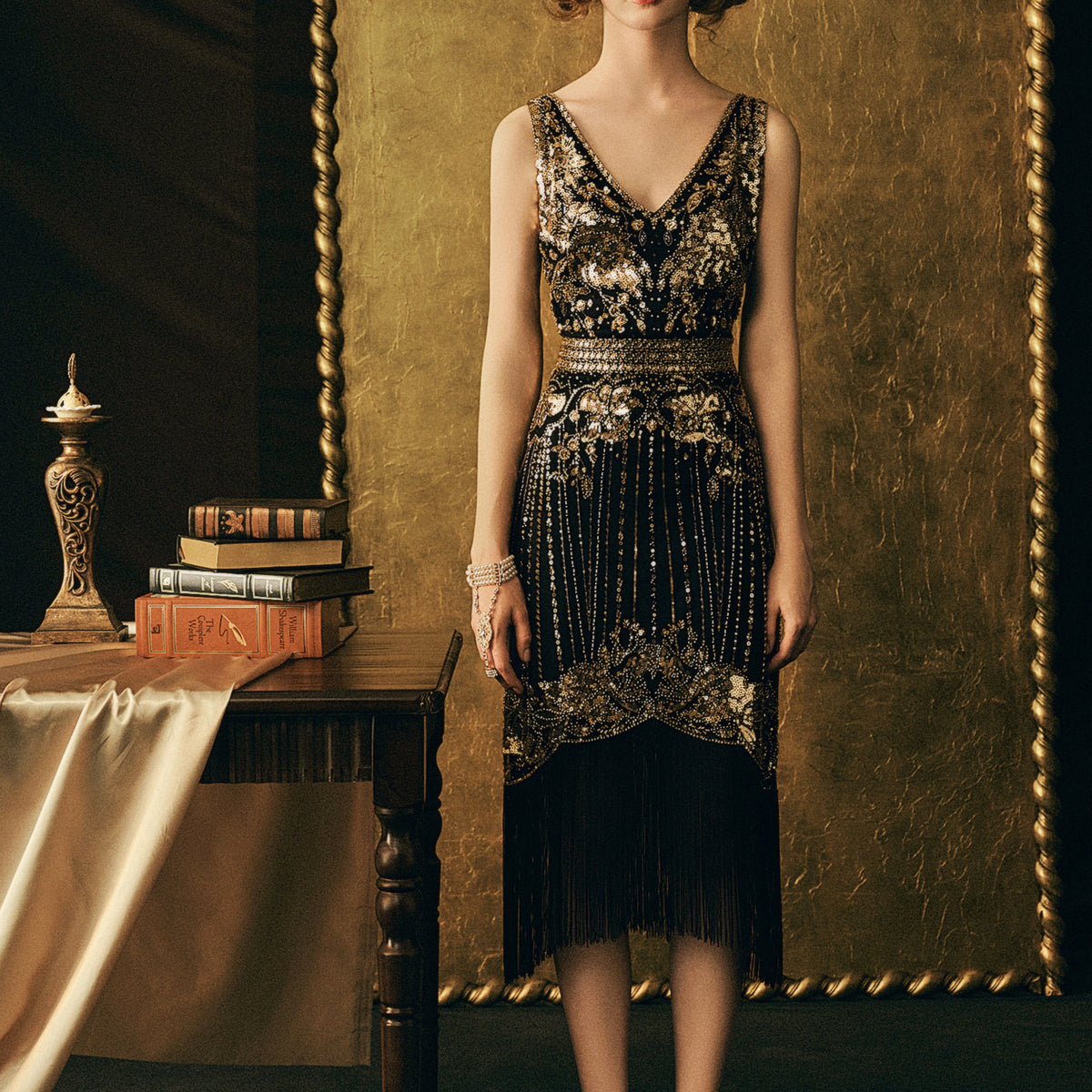 Shop 1920s Dresses - Floral Beaded Fringe Flapper Dress | BABEYOND