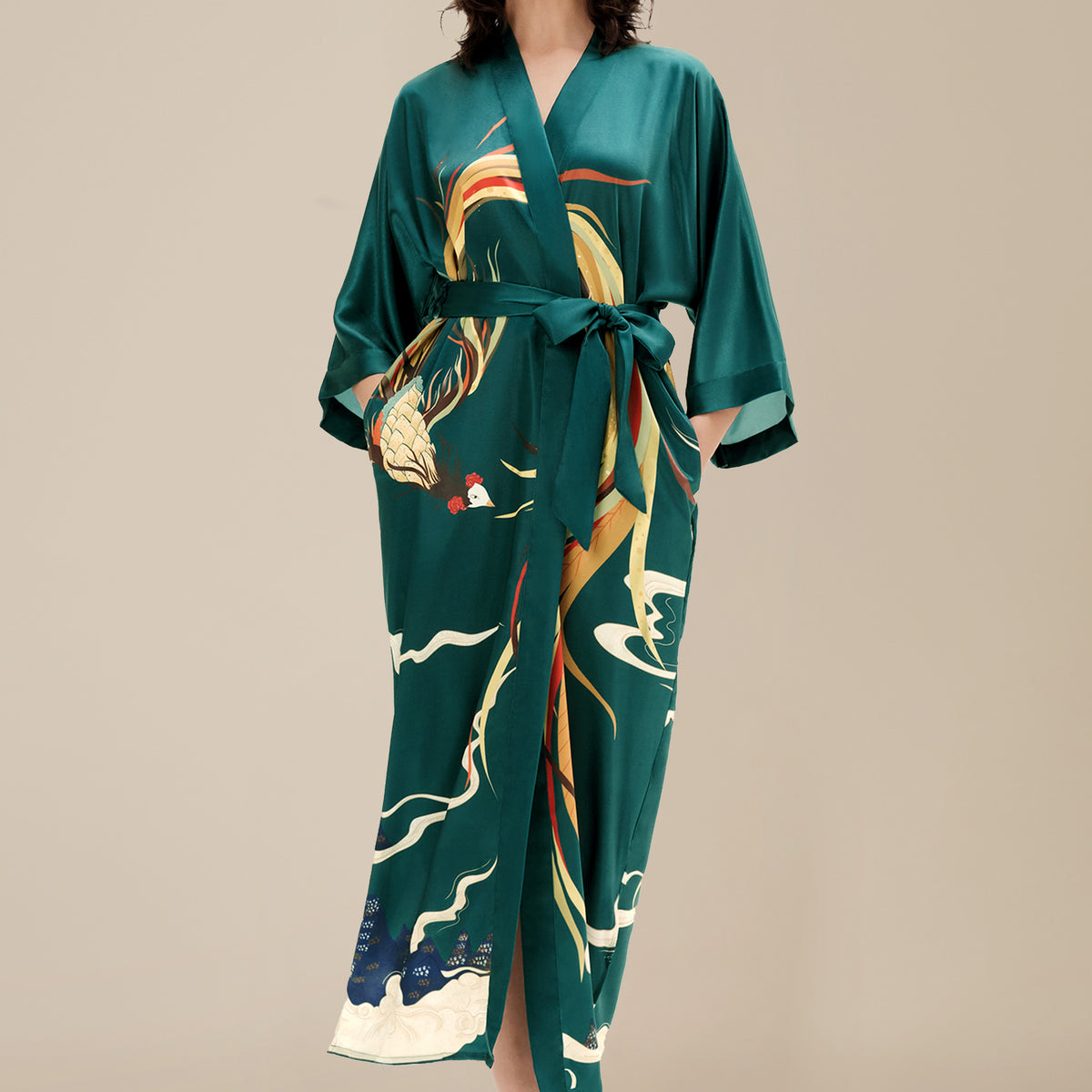 Shop 1920s Robes - Silky Phoenix Kimono Robe | BABEYOND
