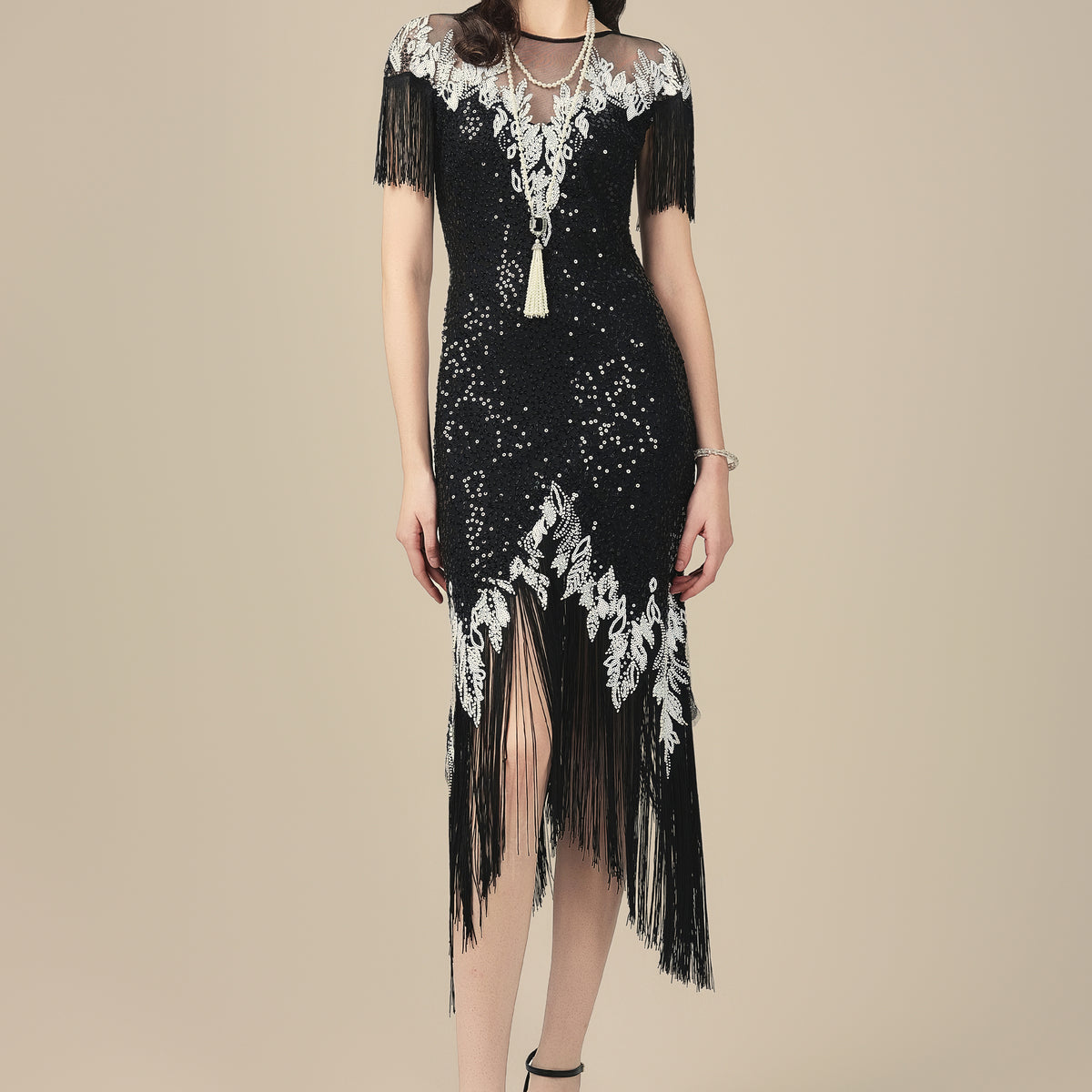 Shop 1920s Dresses - Leaf Embroidery Flapper Dress | BABEYOND