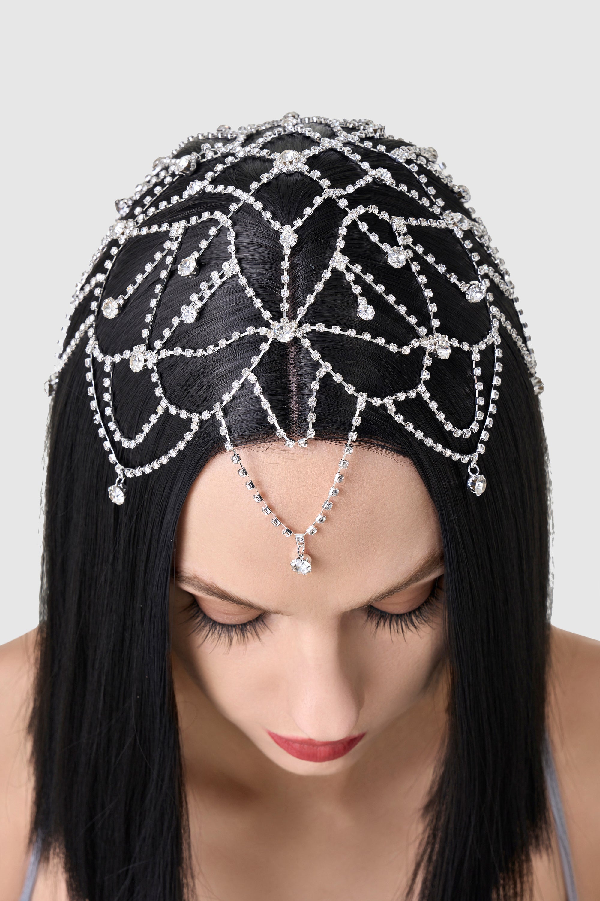 Shop 1920s Headpieces - Rhinestone Pearl Cap Headpiece | BABEYOND